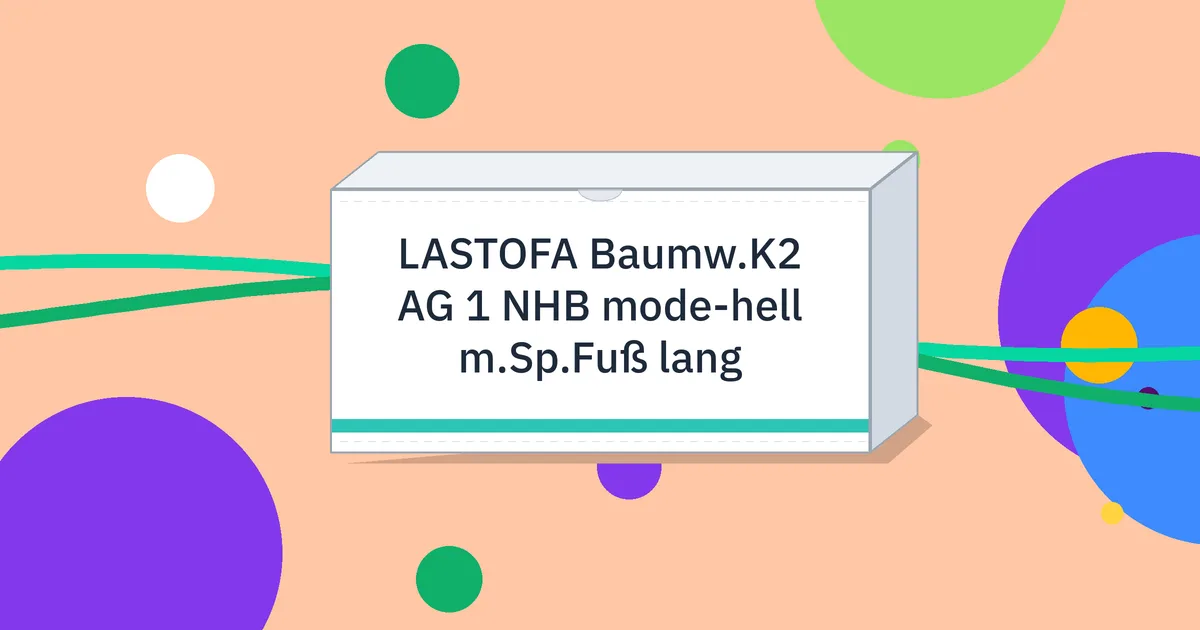 Symbolbild: Packung mit der Aufschrift LASTOFA Baumw.K2 AG 1 NHB mode-hell m.Sp.Fuß lang (PZN 01946015) – Verfügbarkeit und Bezug in Apotheken in Frankfurt am Main