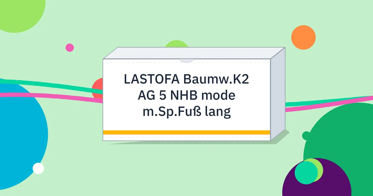 Symbolbild: Packung mit der Aufschrift LASTOFA Baumw.K2 AG 5 NHB mode m.Sp.Fuß lang (PZN 01946268) – Verfügbarkeit und Bezug in Apotheken in Frankfurt am Main