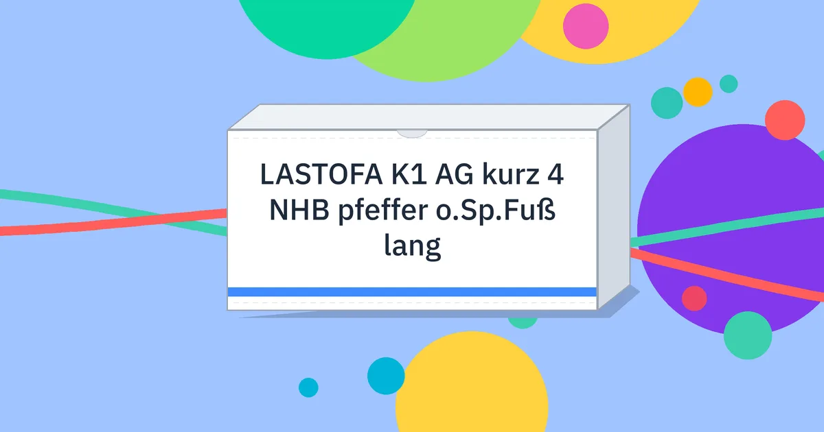 Symbolbild: Packung mit der Aufschrift LASTOFA K1 AG kurz 4 NHB pfeffer o.Sp.Fuß lang (PZN 14148628) – Verfügbarkeit und Bezug in Apotheken in Frankfurt am Main