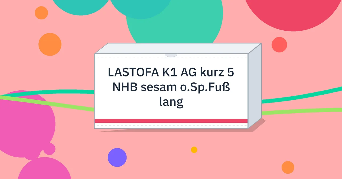Symbolbild: Packung mit der Aufschrift LASTOFA K1 AG kurz 5 NHB sesam o.Sp.Fuß lang (PZN 14148829) – Verfügbarkeit und Bezug in Apotheken in Frankfurt am Main