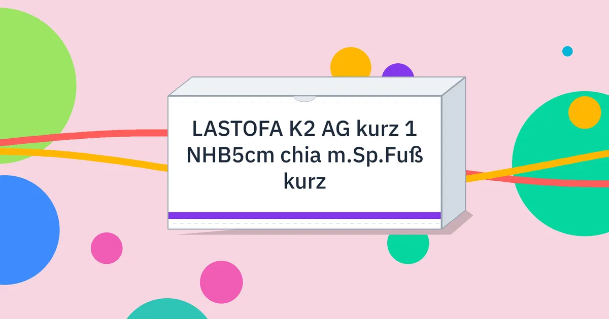 Symbolbild: Packung mit der Aufschrift LASTOFA K2 AG kurz 1 NHB5cm chia m.Sp.Fuß kurz (PZN 13801693) – Verfügbarkeit und Bezug in Apotheken in Frankfurt am Main