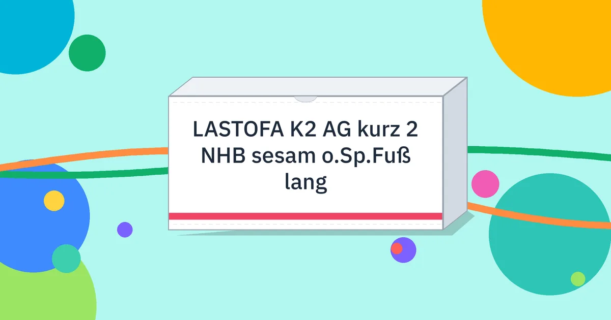 Symbolbild: Packung mit der Aufschrift LASTOFA K2 AG kurz 2 NHB sesam o.Sp.Fuß lang (PZN 14149562) – Verfügbarkeit und Bezug in Apotheken in Frankfurt am Main