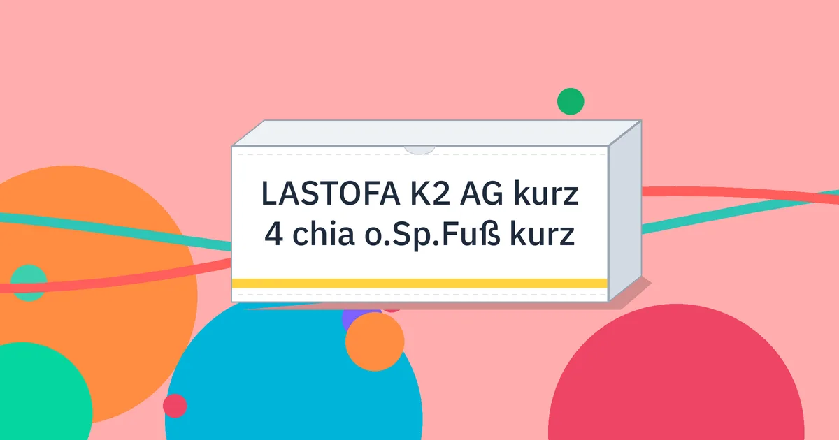 Symbolbild: Packung mit der Aufschrift LASTOFA K2 AG kurz 4 chia o.Sp.Fuß kurz (PZN 13805030) – Verfügbarkeit und Bezug in Apotheken in Frankfurt am Main