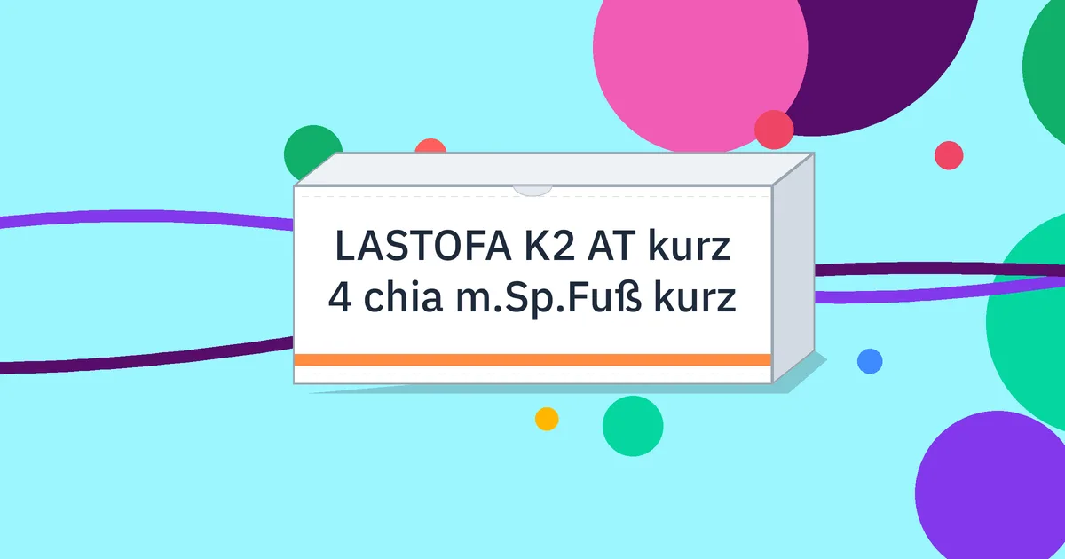 Symbolbild: Packung mit der Aufschrift LASTOFA K2 AT kurz 4 chia m.Sp.Fuß kurz (PZN 13809275) – Verfügbarkeit und Bezug in Apotheken in Frankfurt am Main