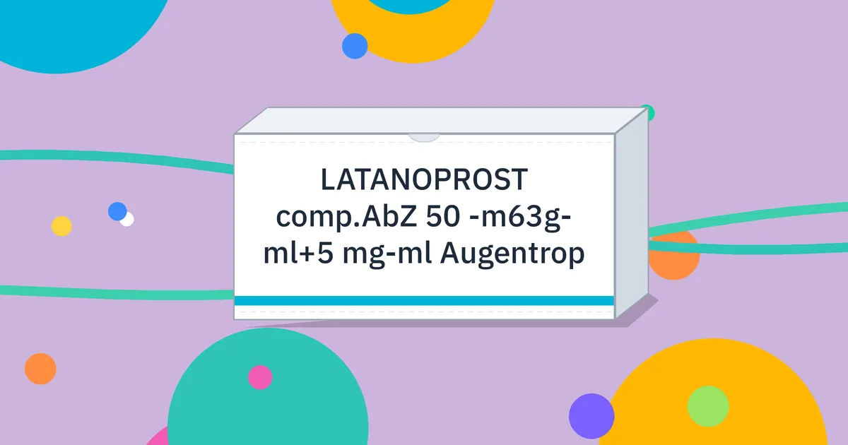 Symbolbild: Packung mit der Aufschrift LATANOPROST comp.AbZ 50 -m63g-ml+5 mg-ml Augentrop (PZN 09515148) – Verfügbarkeit und Bezug in Apotheken in Frankfurt am Main