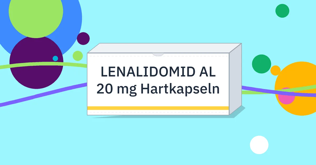 Symbolbild: Packung mit der Aufschrift LENALIDOMID AL 20 mg Hartkapseln (PZN 17281316) – Verfügbarkeit und Bezug in Apotheken in Frankfurt am Main