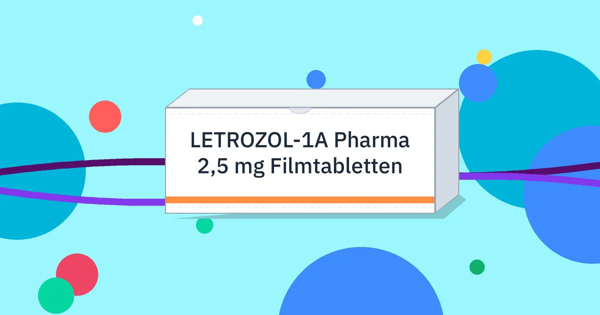 Symbolbild: Packung mit der Aufschrift LETROZOL-1A Pharma 2,5 mg Filmtabletten (PZN 18220883) – Verfügbarkeit und Bezug in Apotheken in Frankfurt am Main