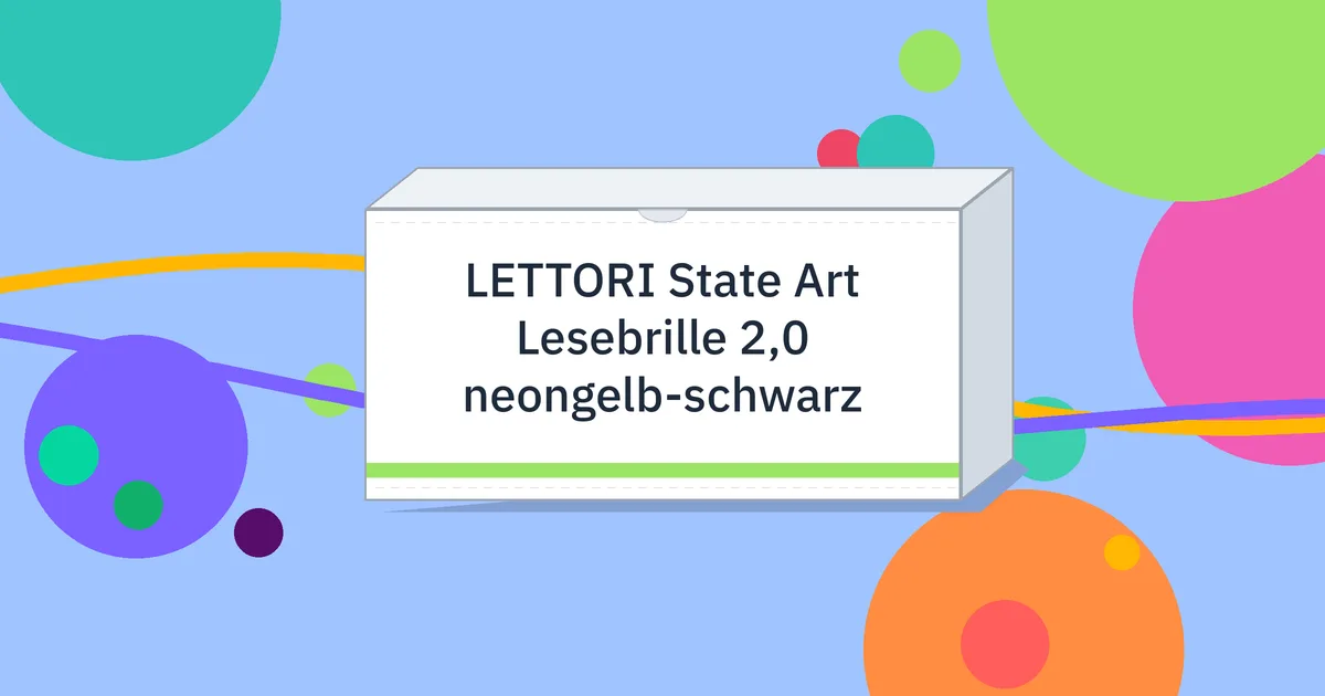Symbolbild: Packung mit der Aufschrift LETTORI State Art Lesebrille 2,0 neongelb-schwarz (PZN 11056452) – Verfügbarkeit und Bezug in Apotheken in Frankfurt am Main