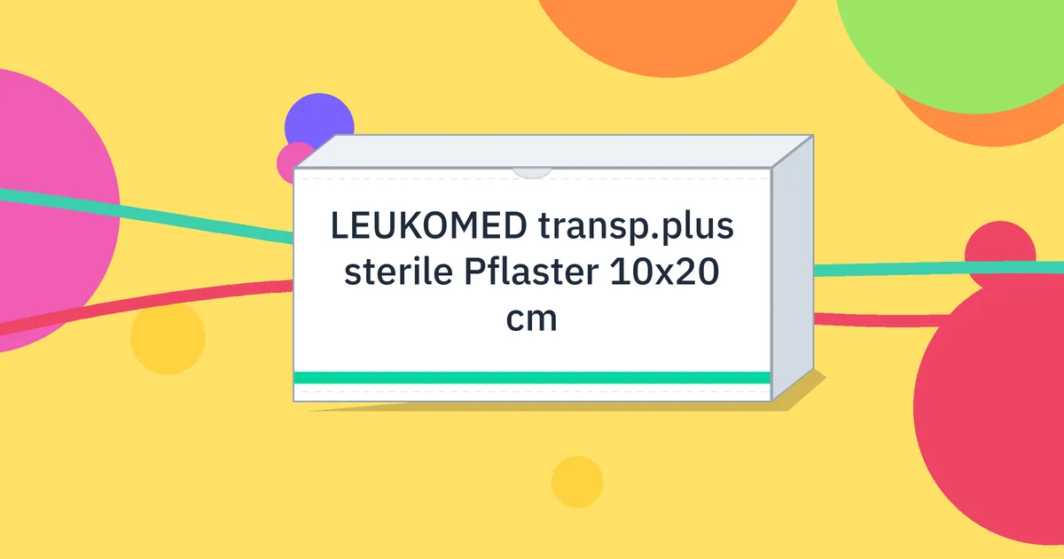 Symbolbild: Packung mit der Aufschrift LEUKOMED transp.plus sterile Pflaster 10x20 cm (PZN 12657171) – Verfügbarkeit und Bezug in Apotheken in Frankfurt am Main