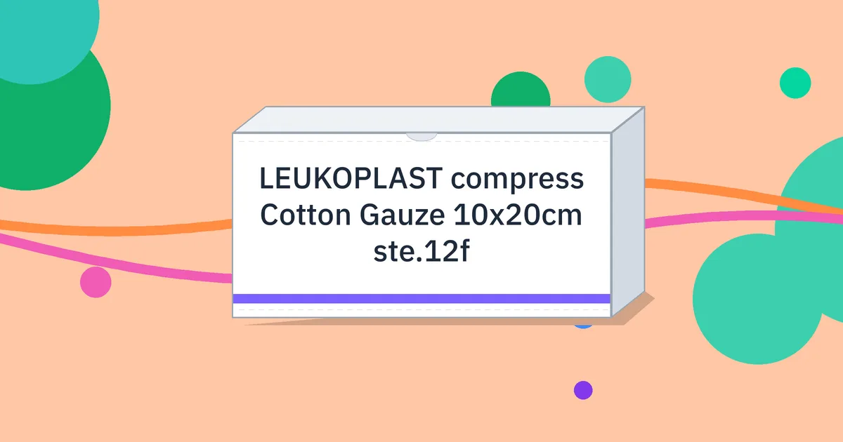Symbolbild: Packung mit der Aufschrift LEUKOPLAST compress Cotton Gauze 10x20cm ste.12f (PZN 19064273) – Verfügbarkeit und Bezug in Apotheken in Frankfurt am Main