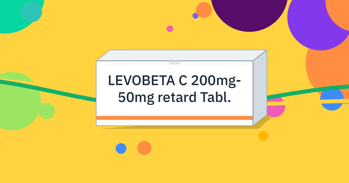 Symbolbild: Packung mit der Aufschrift LEVOBETA C 200mg-50mg retard Tabl. (PZN 04074685) – Verfügbarkeit und Bezug in Apotheken in Frankfurt am Main