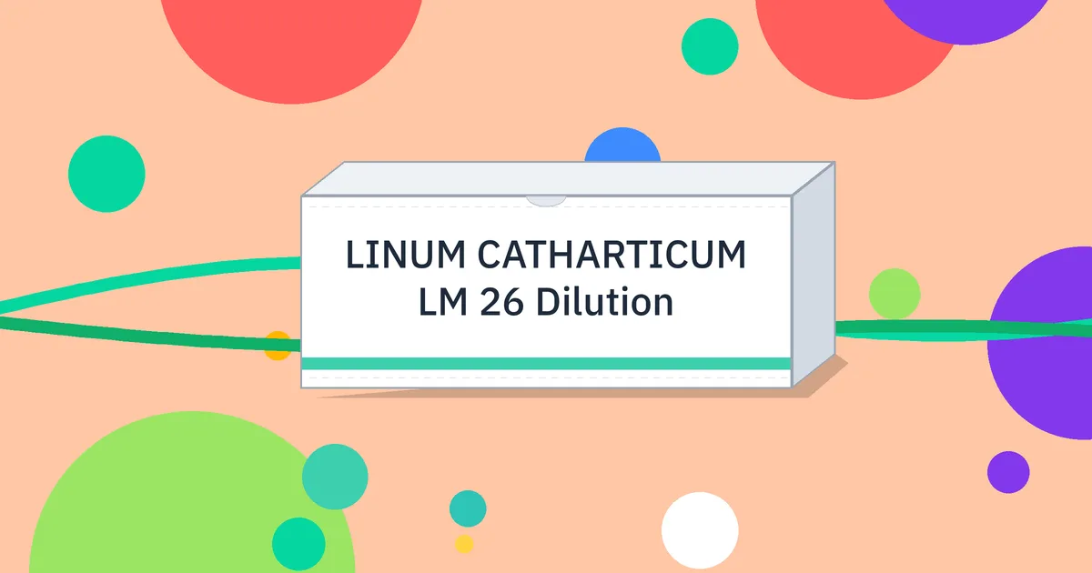 Symbolbild: Packung mit der Aufschrift LINUM CATHARTICUM LM 26 Dilution (PZN 13530260) – Verfügbarkeit und Bezug in Apotheken in Frankfurt am Main