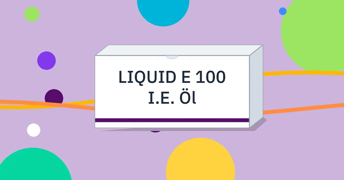 Symbolbild: Packung mit der Aufschrift LIQUID E 100 I.E. Öl (PZN 12427867) – Verfügbarkeit und Bezug in Apotheken in Frankfurt am Main