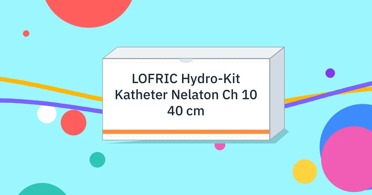 Symbolbild: Packung mit der Aufschrift LOFRIC Hydro-Kit Katheter Nelaton Ch 10 40 cm (PZN 17153742) – Verfügbarkeit und Bezug in Apotheken in Frankfurt am Main