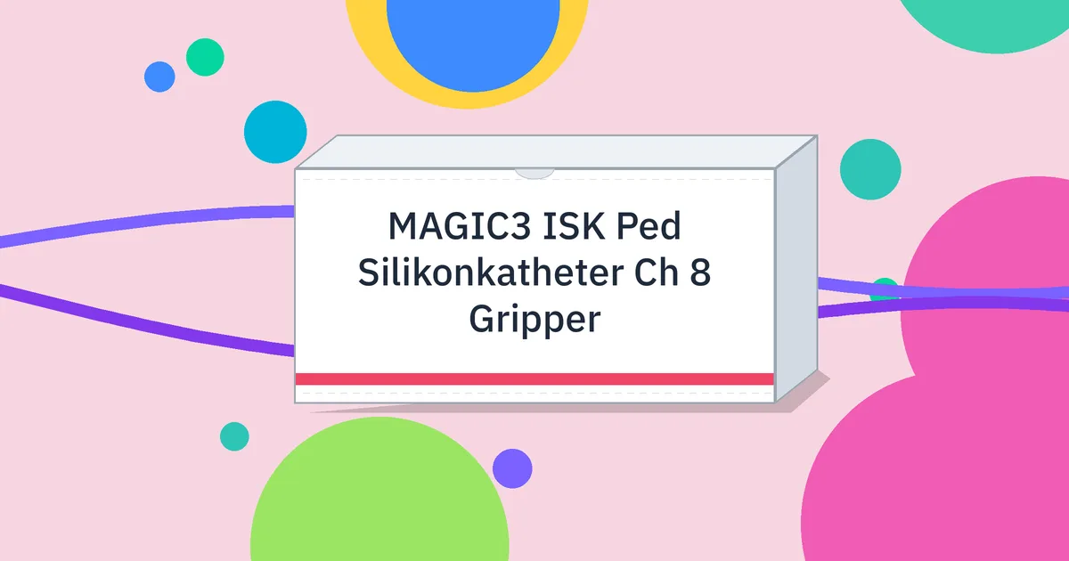 Symbolbild: Packung mit der Aufschrift MAGIC3 ISK Ped Silikonkatheter Ch 8 Gripper (PZN 09485447) – Verfügbarkeit und Bezug in Apotheken in Frankfurt am Main