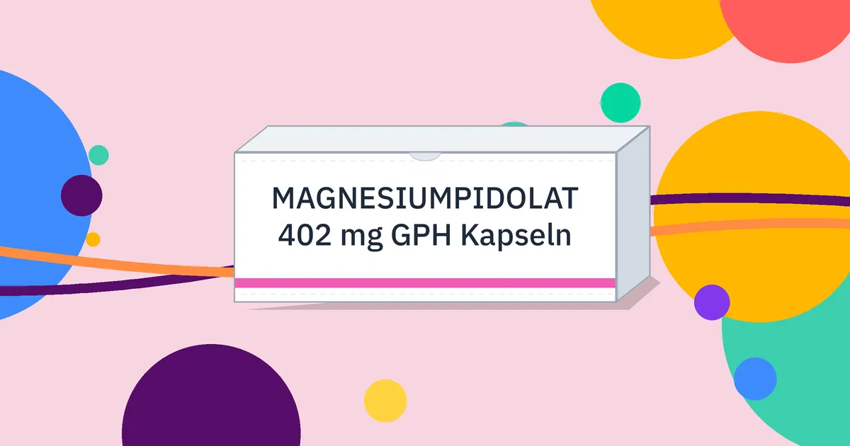 Symbolbild: Packung mit der Aufschrift MAGNESIUMPIDOLAT 402 mg GPH Kapseln (PZN 17633904) – Verfügbarkeit und Bezug in Apotheken in Frankfurt am Main
