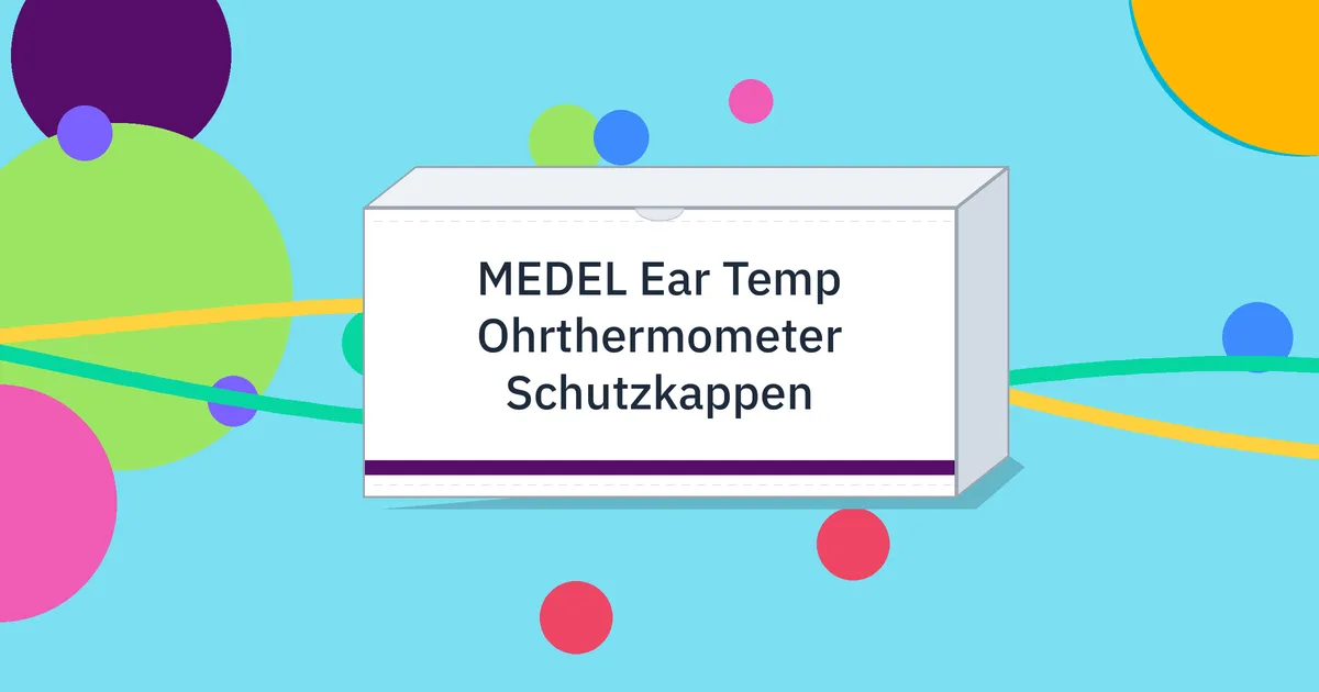 Symbolbild: Packung mit der Aufschrift MEDEL Ear Temp Ohrthermometer Schutzkappen (PZN 18734435) – Verfügbarkeit und Bezug in Apotheken in Frankfurt am Main
