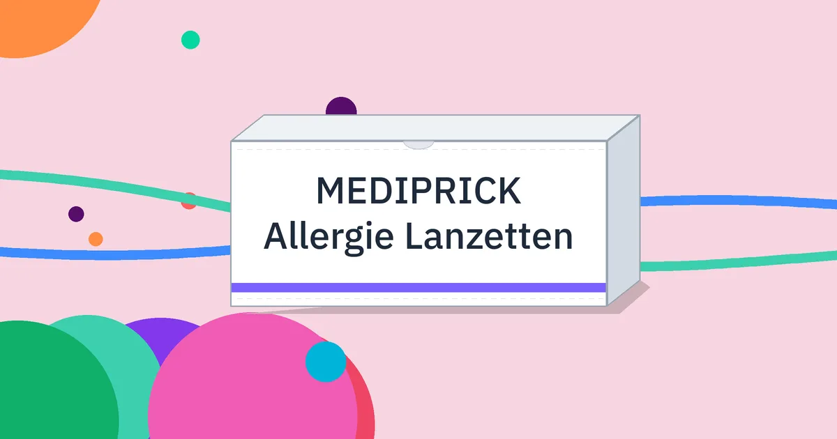 Symbolbild: Packung mit der Aufschrift MEDIPRICK Allergie Lanzetten (PZN 09107679) – Verfügbarkeit und Bezug in Apotheken in Frankfurt am Main
