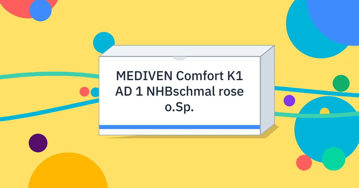 Symbolbild: Packung mit der Aufschrift MEDIVEN Comfort K1 AD 1 NHBschmal rose o.Sp. (PZN 14561363) – Verfügbarkeit und Bezug in Apotheken in Frankfurt am Main
