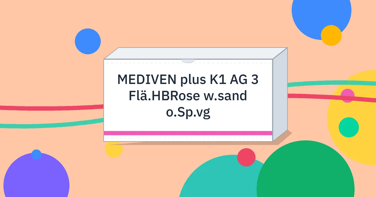 Symbolbild: Packung mit der Aufschrift MEDIVEN plus K1 AG 3 Flä.HBRose w.sand o.Sp.vg (PZN 18940229) – Verfügbarkeit und Bezug in Apotheken in Frankfurt am Main