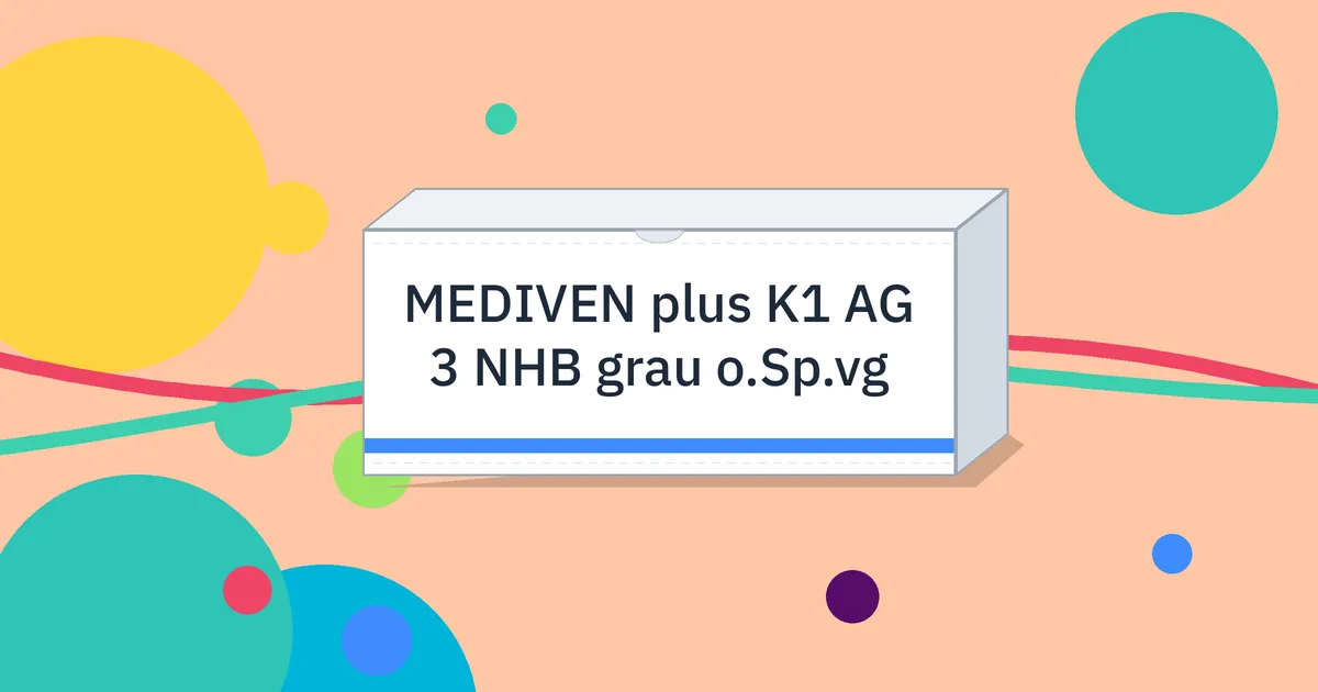 Symbolbild: Packung mit der Aufschrift MEDIVEN plus K1 AG 3 NHB grau o.Sp.vg (PZN 18938014) – Verfügbarkeit und Bezug in Apotheken in Frankfurt am Main