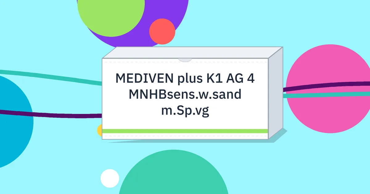 Symbolbild: Packung mit der Aufschrift MEDIVEN plus K1 AG 4 MNHBsens.w.sand m.Sp.vg (PZN 18941476) – Verfügbarkeit und Bezug in Apotheken in Frankfurt am Main