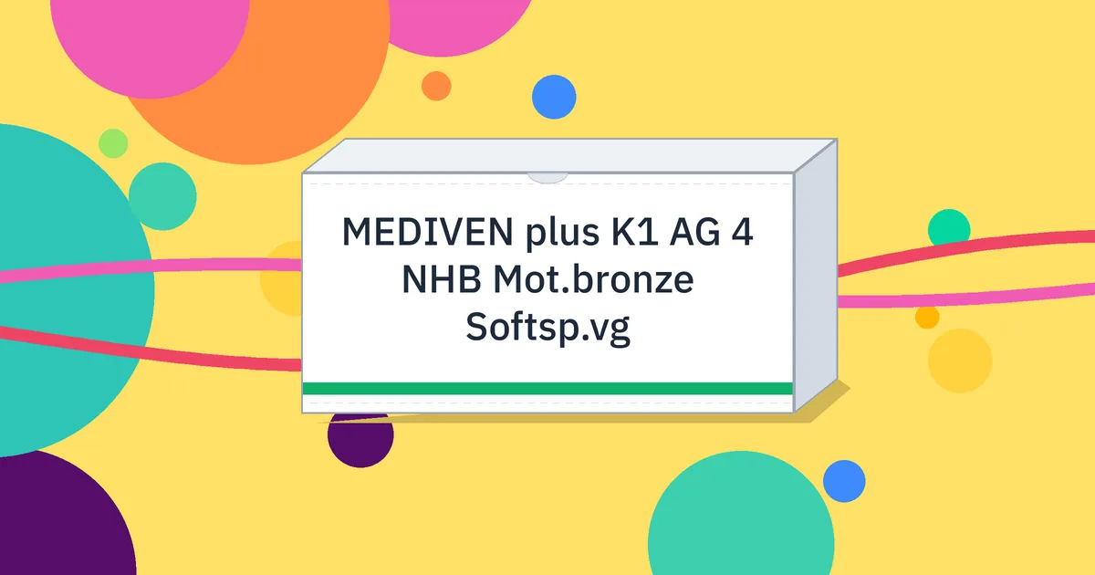 Symbolbild: Packung mit der Aufschrift MEDIVEN plus K1 AG 4 NHB Mot.bronze Softsp.vg (PZN 15916058) – Verfügbarkeit und Bezug in Apotheken in Frankfurt am Main