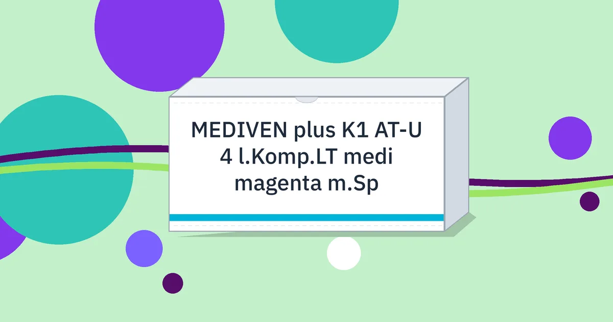 Symbolbild: Packung mit der Aufschrift MEDIVEN plus K1 AT-U 4 l.Komp.LT medi magenta m.Sp (PZN 15033471) – Verfügbarkeit und Bezug in Apotheken in Frankfurt am Main