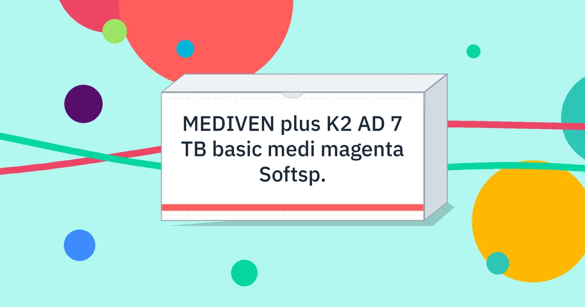 Symbolbild: Packung mit der Aufschrift MEDIVEN plus K2 AD 7 TB basic medi magenta Softsp. (PZN 15094774) – Verfügbarkeit und Bezug in Apotheken in Frankfurt am Main