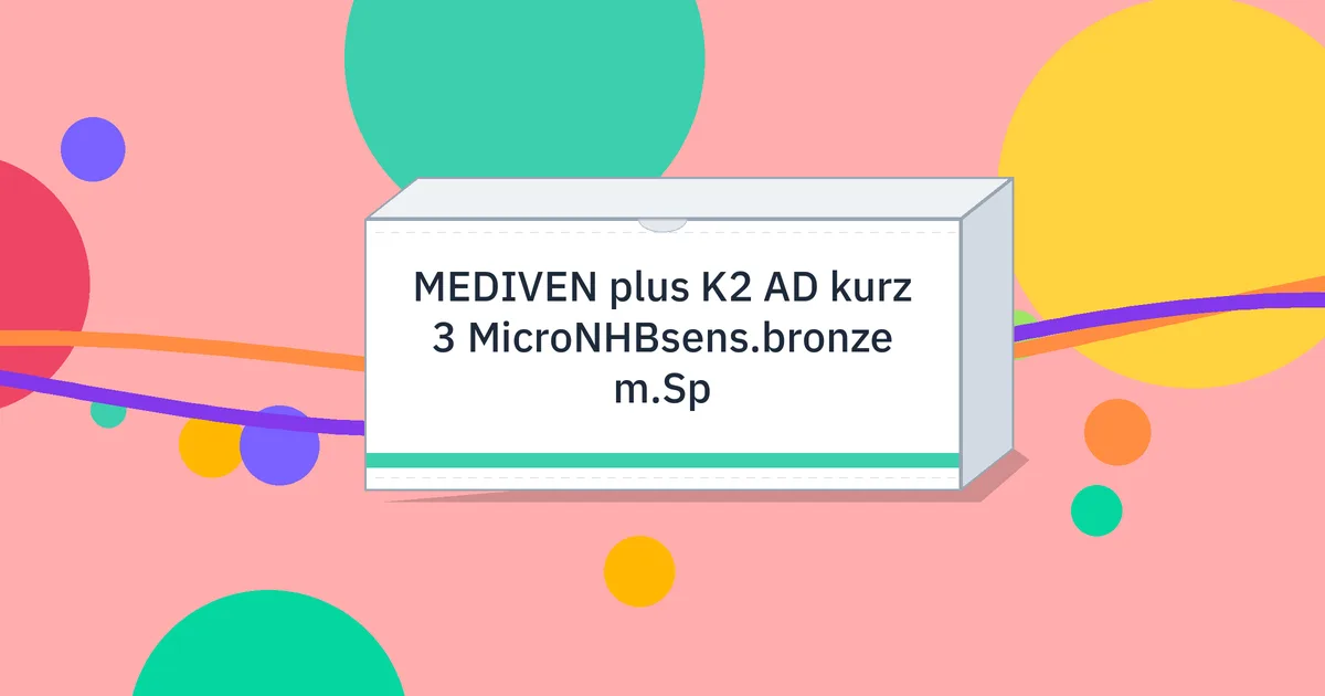 Symbolbild: Packung mit der Aufschrift MEDIVEN plus K2 AD kurz 3 MicroNHBsens.bronze m.Sp (PZN 15934381) – Verfügbarkeit und Bezug in Apotheken in Frankfurt am Main