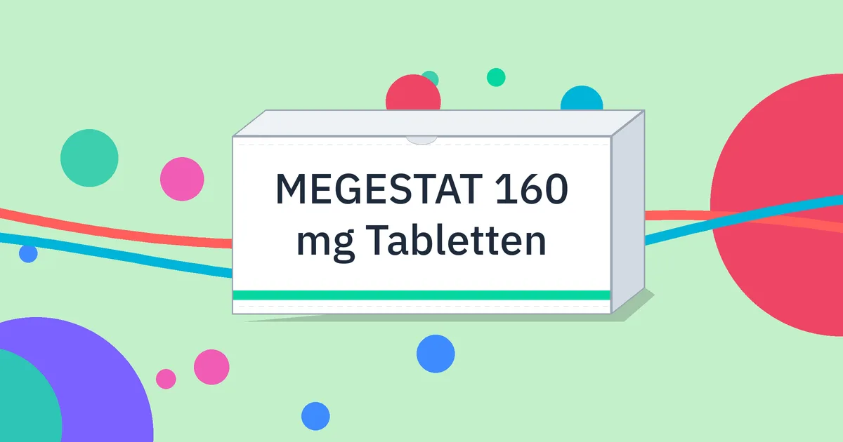 Symbolbild: Packung mit der Aufschrift MEGESTAT 160 mg Tabletten (PZN 11055659) – Verfügbarkeit und Bezug in Apotheken in Frankfurt am Main