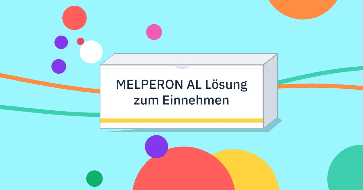 Symbolbild: Packung mit der Aufschrift MELPERON AL Lösung zum Einnehmen (PZN 01097800) – Verfügbarkeit und Bezug in Apotheken in Frankfurt am Main