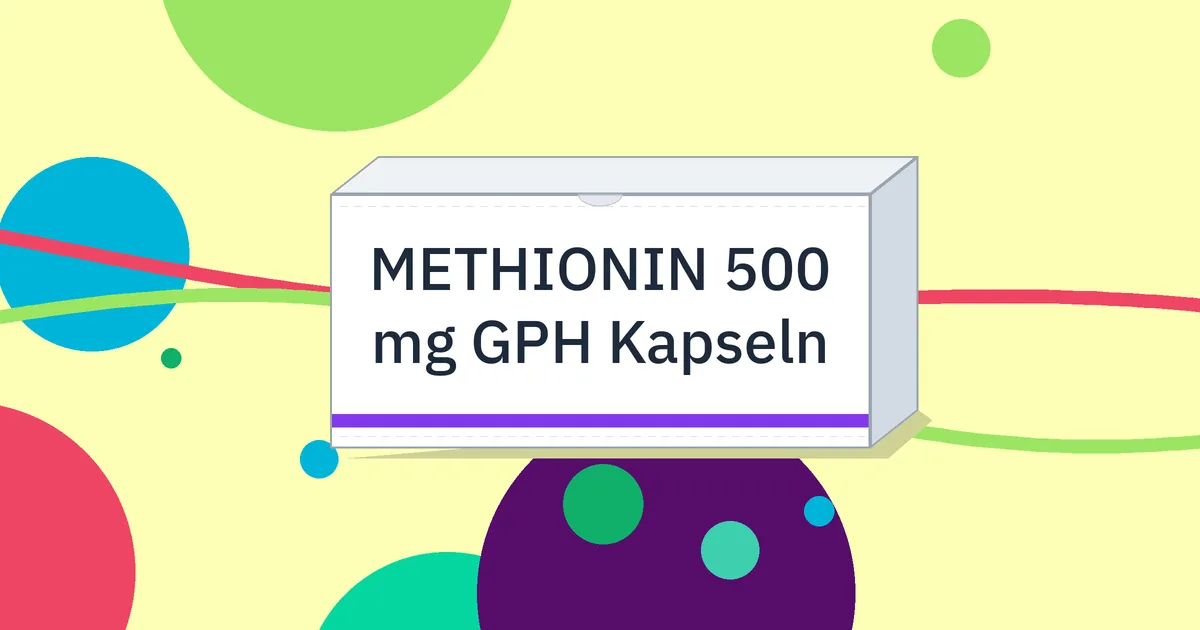 Symbolbild: Packung mit der Aufschrift METHIONIN 500 mg GPH Kapseln (PZN 00128415) – Verfügbarkeit und Bezug in Apotheken in Frankfurt am Main