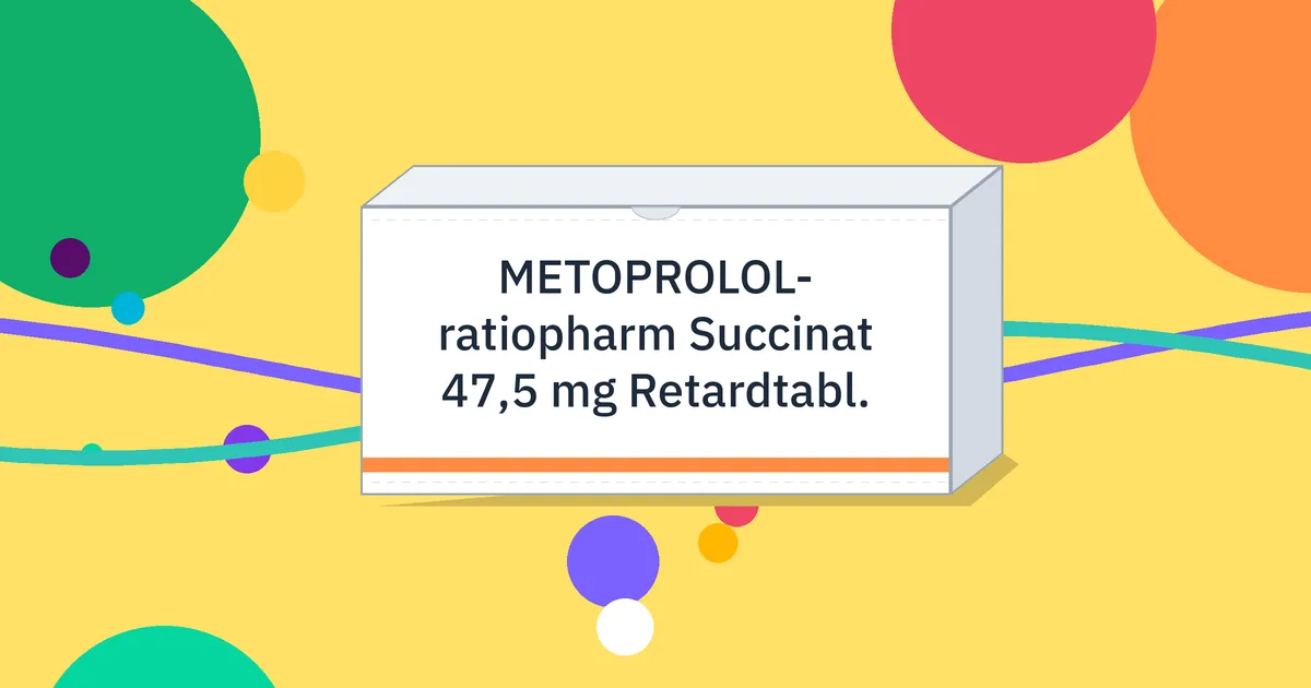 Symbolbild: Packung mit der Aufschrift METOPROLOL-ratiopharm Succinat 47,5 mg Retardtabl. (PZN 00089632) – Verfügbarkeit und Bezug in Apotheken in Frankfurt am Main