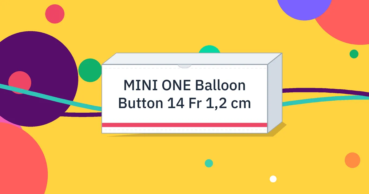 Symbolbild: Packung mit der Aufschrift MINI ONE Balloon Button 14 Fr 1,2 cm (PZN 14341868) – Verfügbarkeit und Bezug in Apotheken in Frankfurt am Main