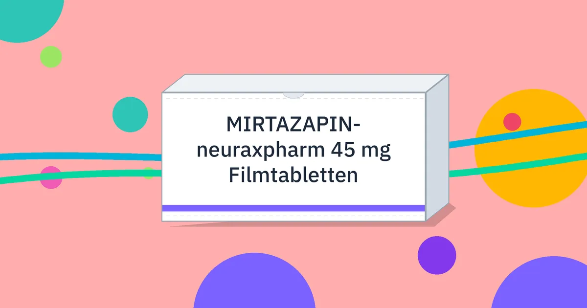 Symbolbild: Packung mit der Aufschrift MIRTAZAPIN-neuraxpharm 45 mg Filmtabletten (PZN 03647417) – Verfügbarkeit und Bezug in Apotheken in Frankfurt am Main