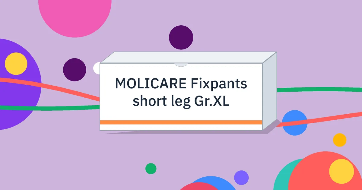 Symbolbild: Packung mit der Aufschrift MOLICARE Fixpants short leg Gr.XL (PZN 12565687) – Verfügbarkeit und Bezug in Apotheken in Frankfurt am Main