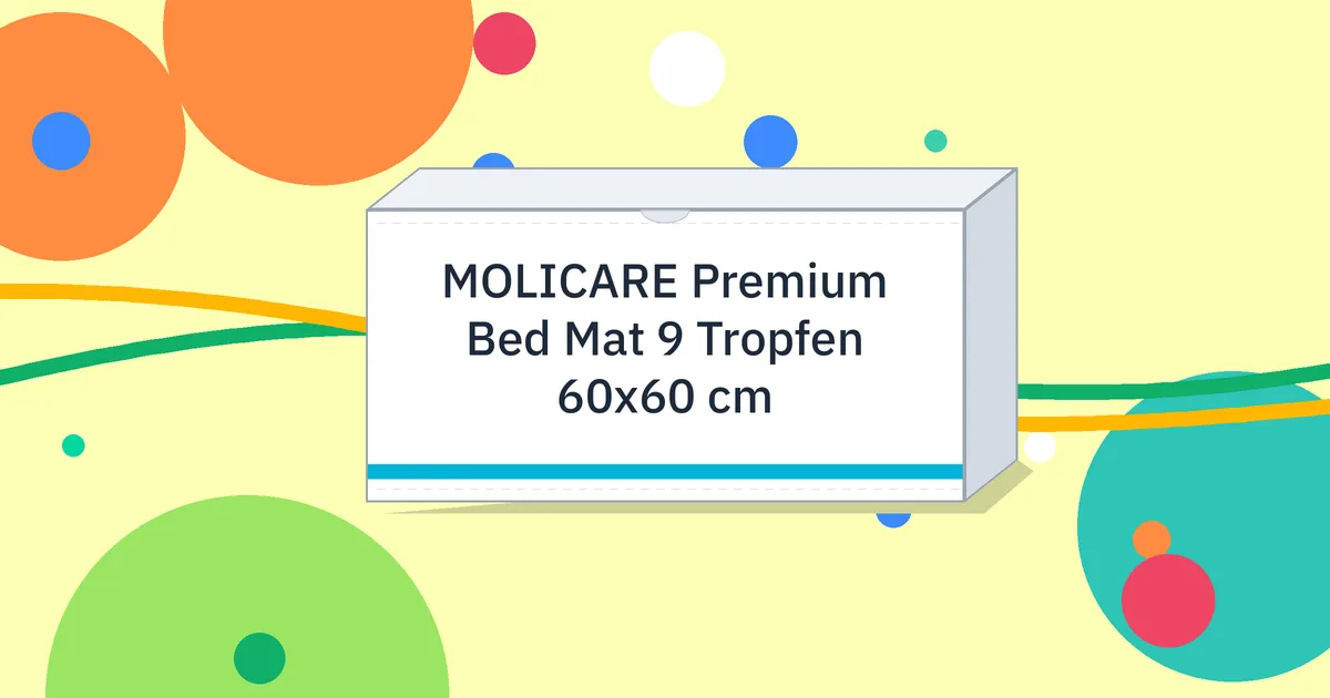 Symbolbild: Packung mit der Aufschrift MOLICARE Premium Bed Mat 9 Tropfen 60x60 cm (PZN 16136894) – Verfügbarkeit und Bezug in Apotheken in Frankfurt am Main