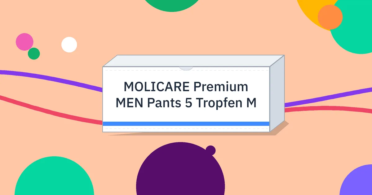 Symbolbild: Packung mit der Aufschrift MOLICARE Premium MEN Pants 5 Tropfen M (PZN 14022413) – Verfügbarkeit und Bezug in Apotheken in Frankfurt am Main