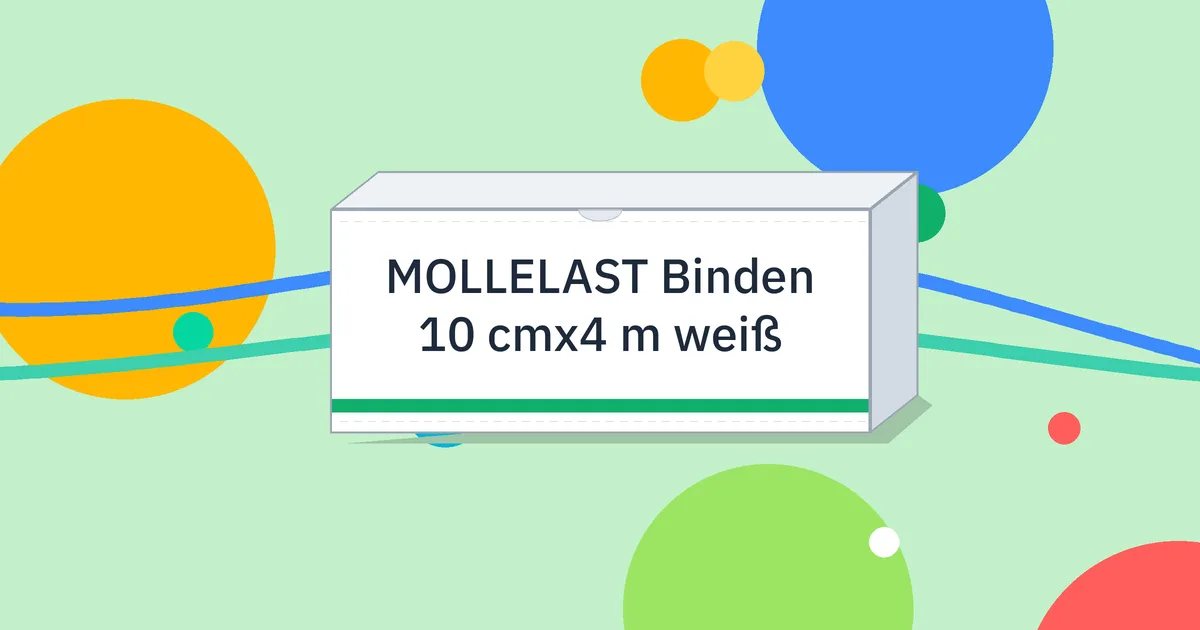 Symbolbild: Packung mit der Aufschrift MOLLELAST Binden 10 cmx4 m weiß (PZN 17842364) – Verfügbarkeit und Bezug in Apotheken in Frankfurt am Main