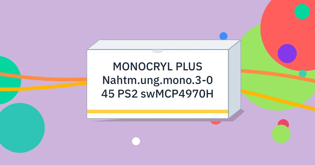 Symbolbild: Packung mit der Aufschrift MONOCRYL PLUS Nahtm.ung.mono.3-0 45 PS2 swMCP4970H (PZN 19884036) – Verfügbarkeit und Bezug in Apotheken in Frankfurt am Main