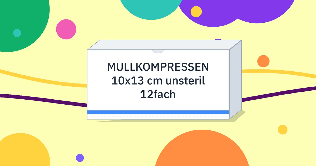 Symbolbild: Packung mit der Aufschrift MULLKOMPRESSEN 10x13 cm unsteril 12fach (PZN 04852763) – Verfügbarkeit und Bezug in Apotheken in Frankfurt am Main