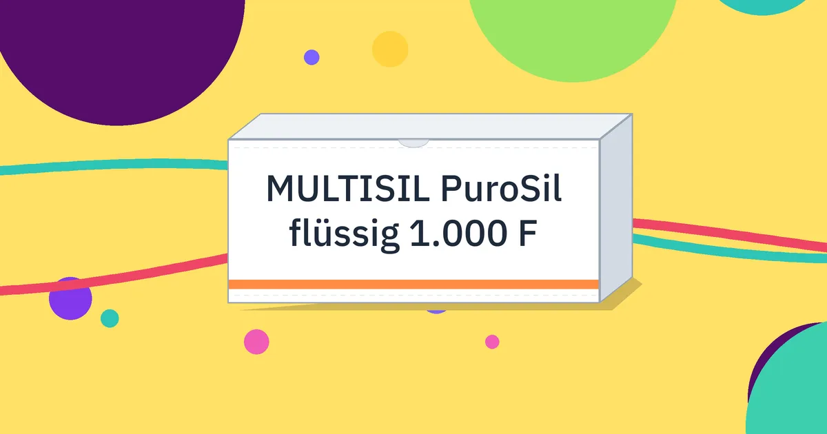Symbolbild: Packung mit der Aufschrift MULTISIL PuroSil flüssig 1.000 F (PZN 15396943) – Verfügbarkeit und Bezug in Apotheken in Frankfurt am Main