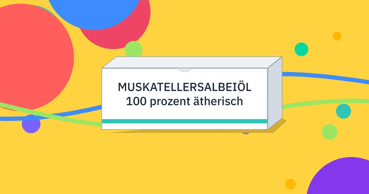 Symbolbild: Packung mit der Aufschrift MUSKATELLERSALBEIÖL 100 prozent ätherisch (PZN 07205969) – Verfügbarkeit und Bezug in Apotheken in Frankfurt am Main