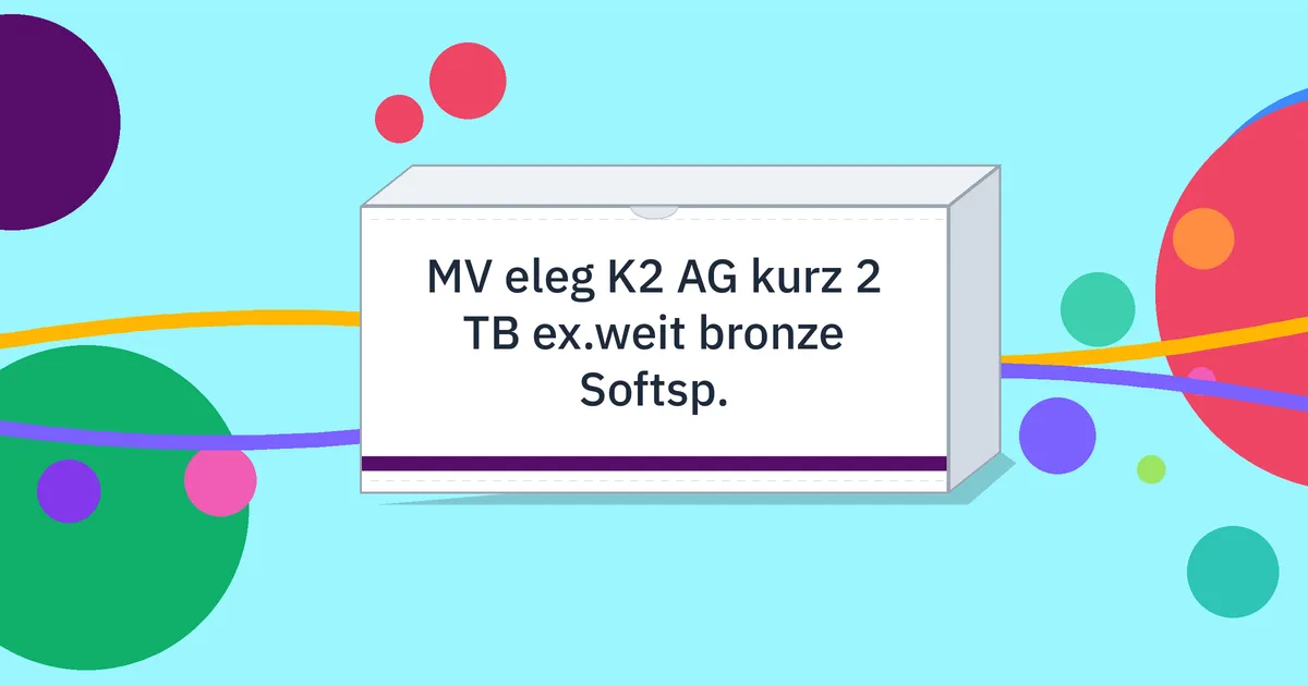 Symbolbild: Packung mit der Aufschrift MV eleg K2 AG kurz 2 TB ex.weit bronze Softsp. (PZN 14717121) – Verfügbarkeit und Bezug in Apotheken in Frankfurt am Main