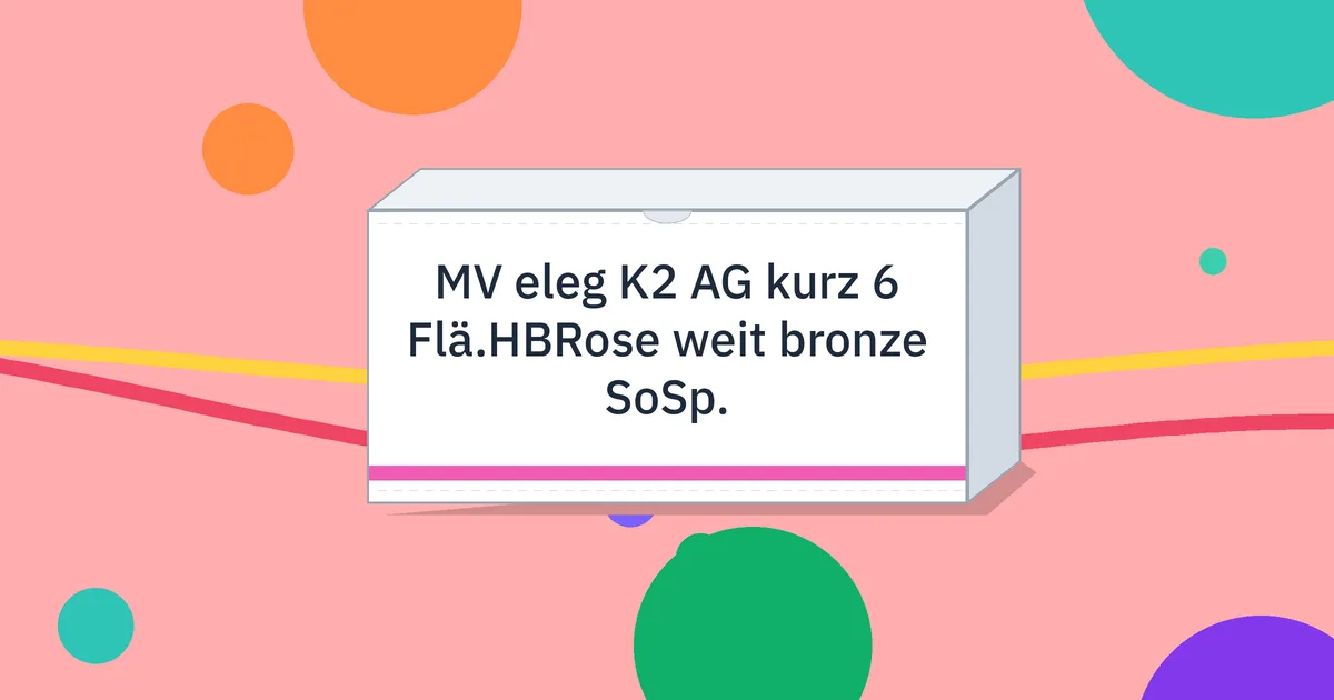 Symbolbild: Packung mit der Aufschrift MV eleg K2 AG kurz 6 Flä.HBRose weit bronze SoSp. (PZN 15706390) – Verfügbarkeit und Bezug in Apotheken in Frankfurt am Main