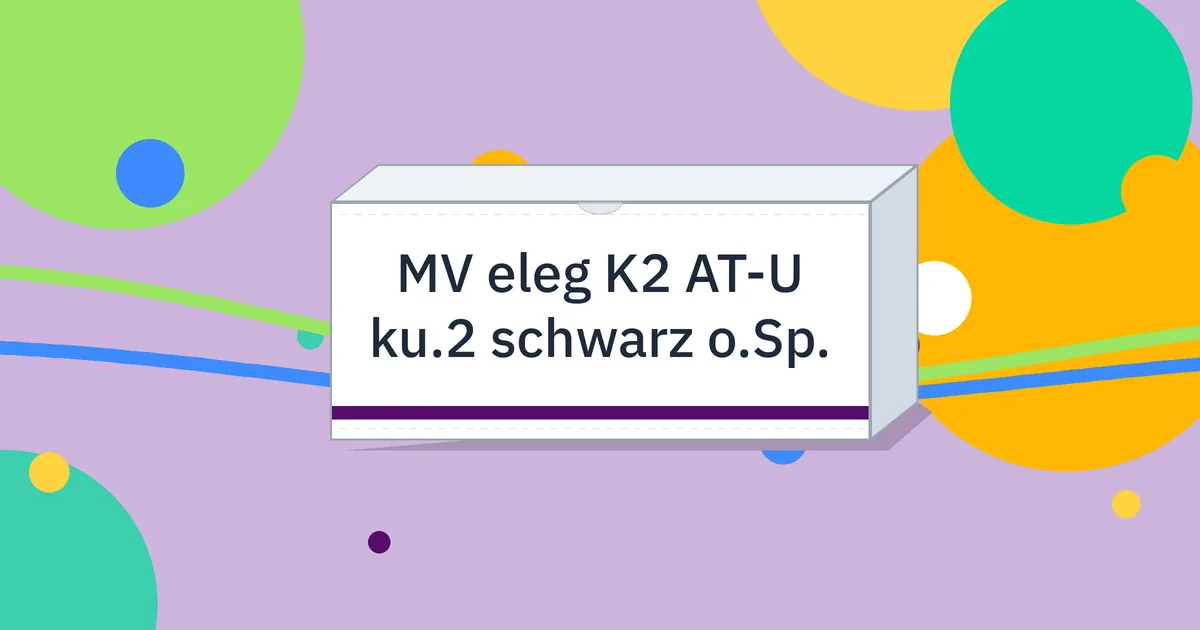 Symbolbild: Packung mit der Aufschrift MV eleg K2 AT-U ku.2 schwarz o.Sp. (PZN 00315666) – Verfügbarkeit und Bezug in Apotheken in Frankfurt am Main