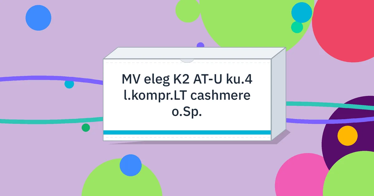 Symbolbild: Packung mit der Aufschrift MV eleg K2 AT-U ku.4 l.kompr.LT cashmere o.Sp. (PZN 14665022) – Verfügbarkeit und Bezug in Apotheken in Frankfurt am Main
