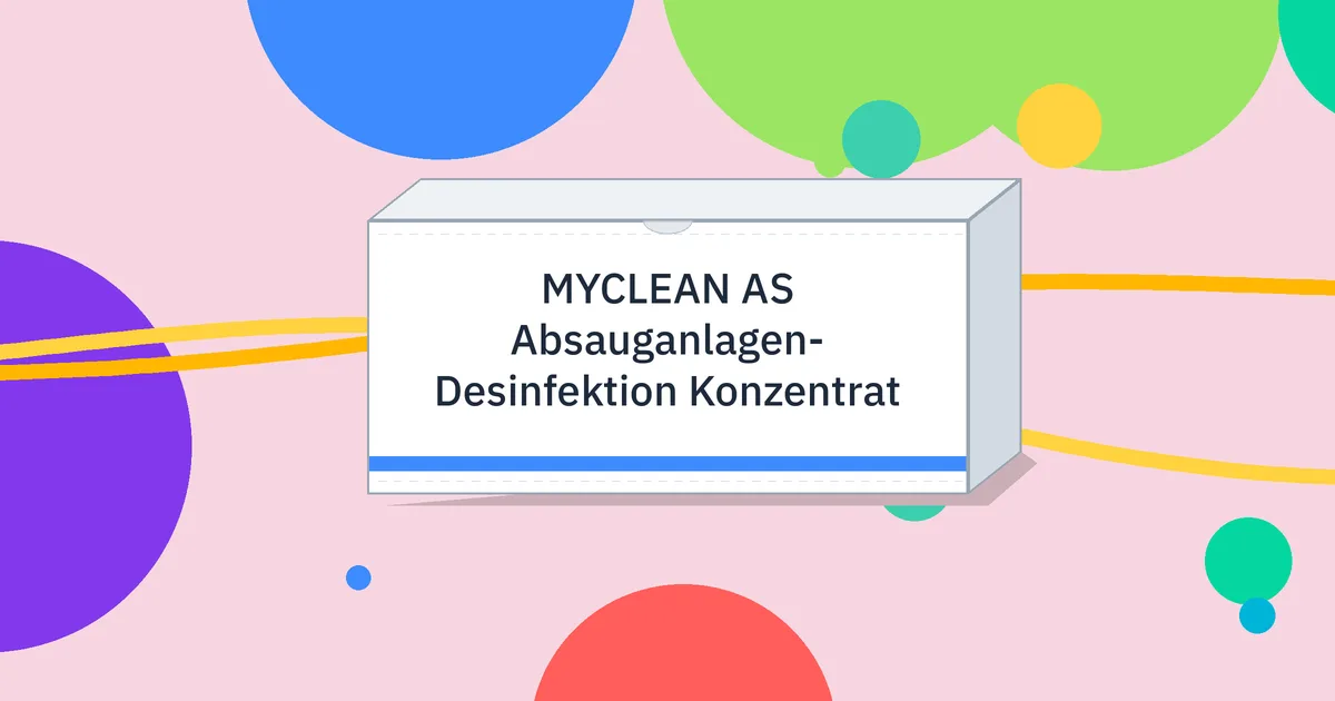 Symbolbild: Packung mit der Aufschrift MYCLEAN AS Absauganlagen-Desinfektion Konzentrat (PZN 20631903) – Verfügbarkeit und Bezug in Apotheken in Frankfurt am Main