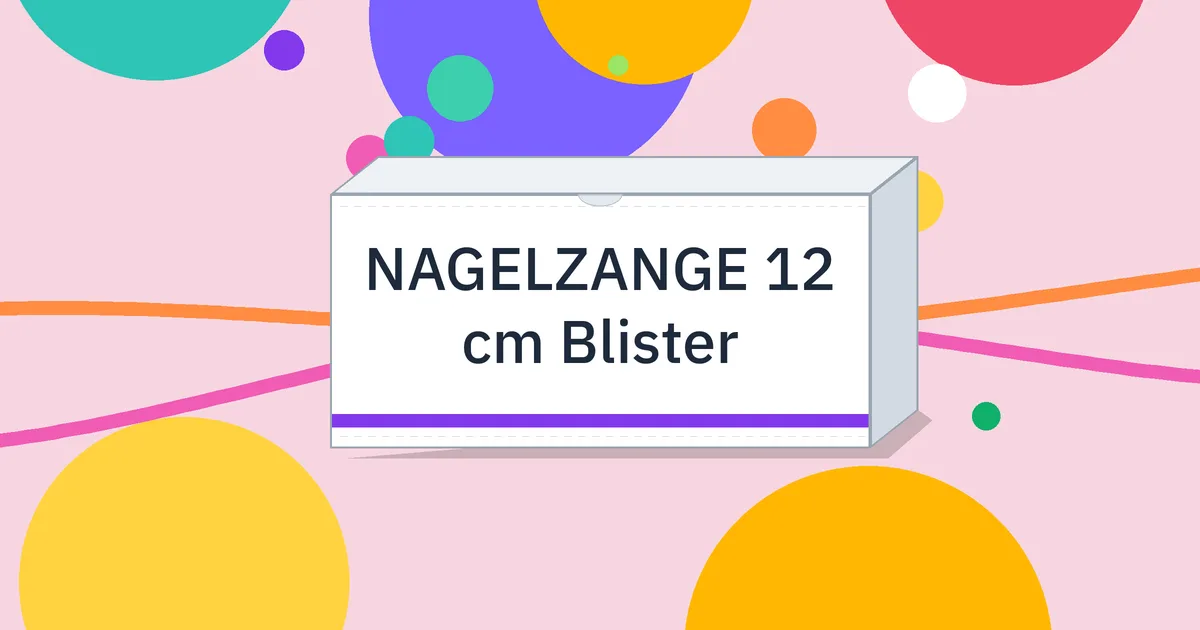 Symbolbild: Packung mit der Aufschrift NAGELZANGE 12 cm Blister (PZN 01573991) – Verfügbarkeit und Bezug in Apotheken in Frankfurt am Main